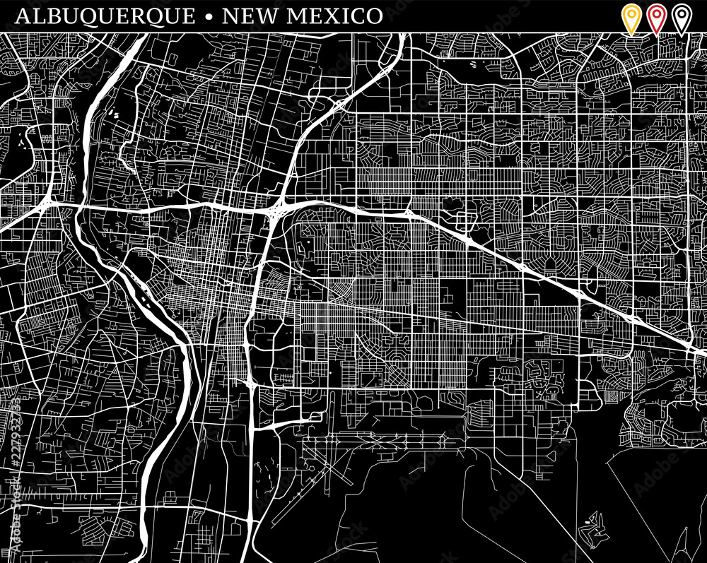 Simple map of Albuquerque, New Mexico Stock Vector | Adobe Stock