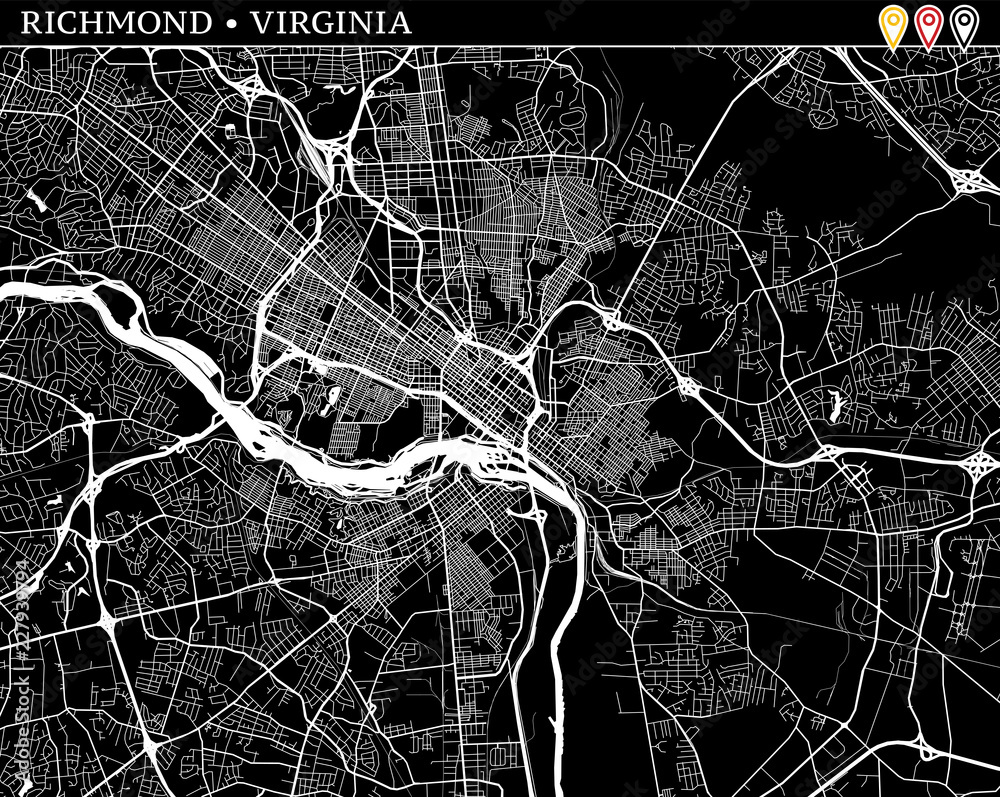 Simple map of Richmond, Virginia Stock Vector | Adobe Stock
