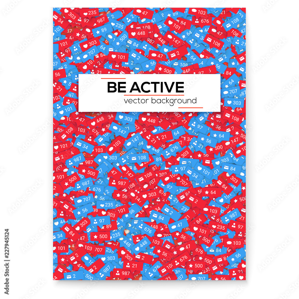 Different icons of social media network activity. Be active. Vector ...