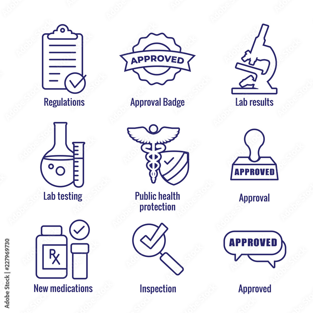 Drug Testing and Safety Icon Set Vector Graphic with Rounded Edges ...