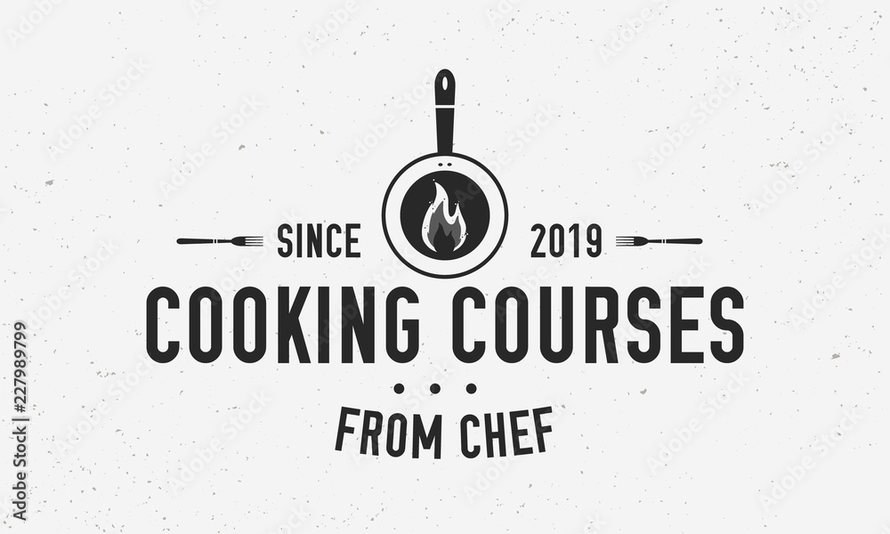 Cooking Courses vintage logo. Cooking Class template emblem with forks ...
