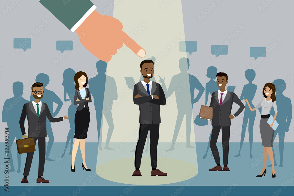 Cartoon businessman stand out from crowd spotlight Stock Vector | Adobe ...