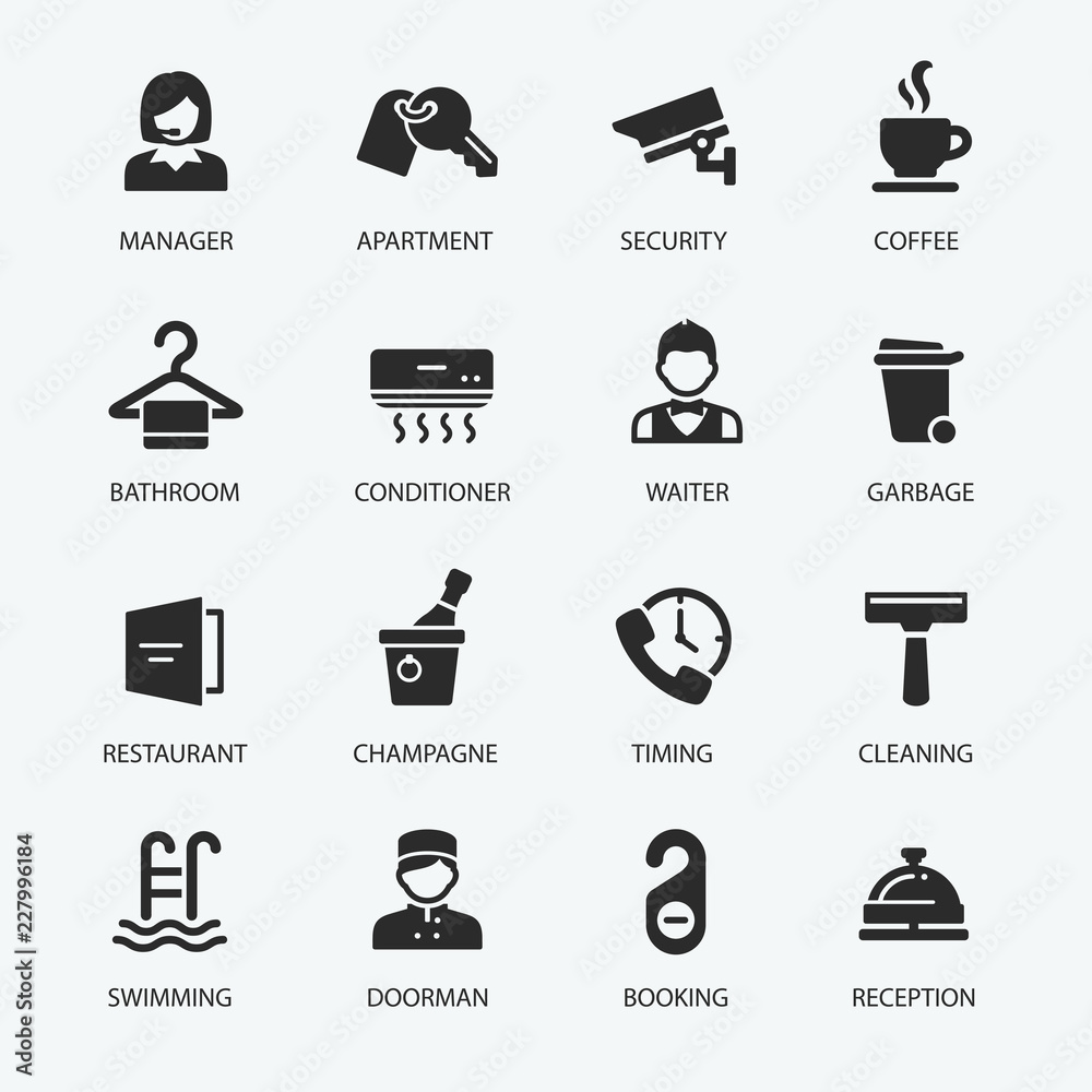Set of hotel icons Stock Vector | Adobe Stock