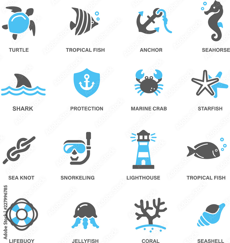 Nautical Icons set Stock Vector | Adobe Stock