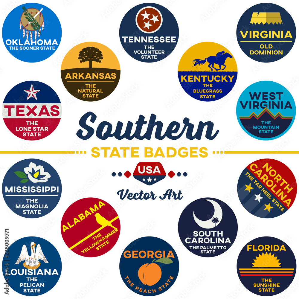 united states | southern state digital badges | vector art Stock Vector ...