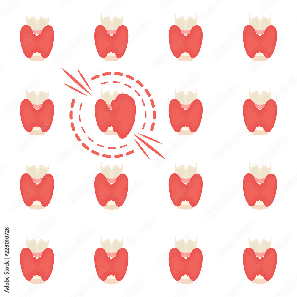 Thyroid gland pattern on white background. Human body organs anatomy ...