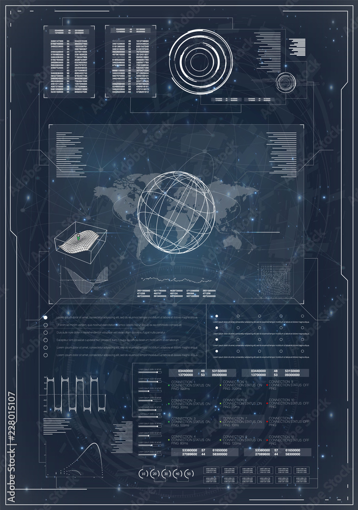 Hud futuristic on white background. Computer monitor vector ...