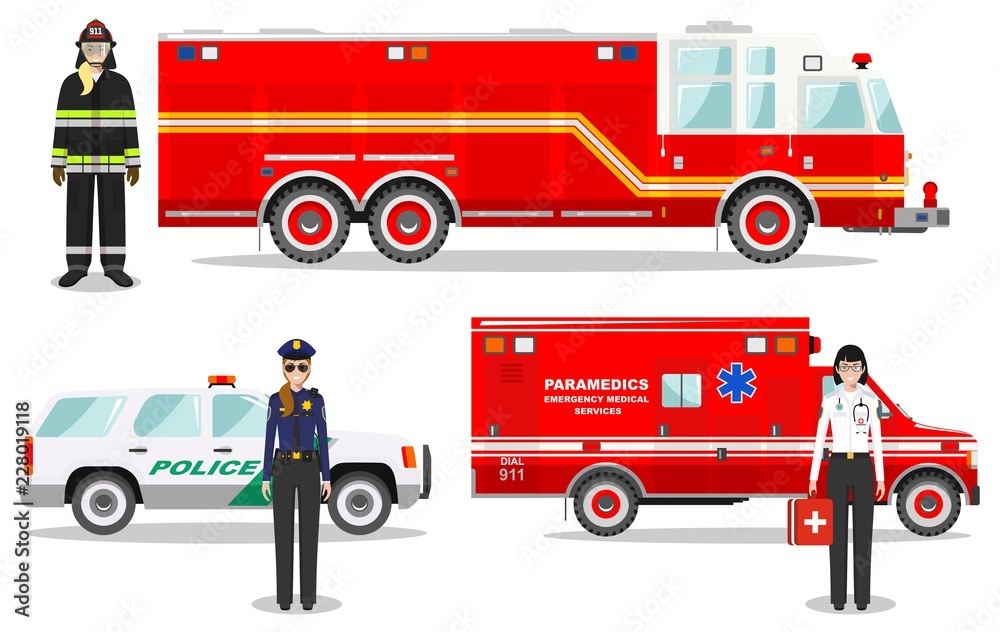 Vecteur Stock Emergency concept. Detailed illustration of firefighter ... Vecteur Stock Emergency concept. Detailed illustration of firefighter ...