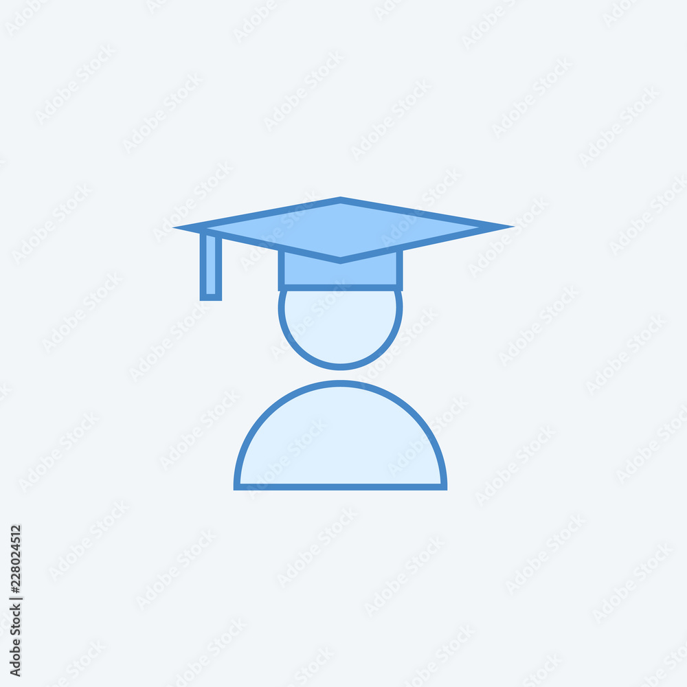 Student or school 2 colored line icon. Simple dark and light blue ...