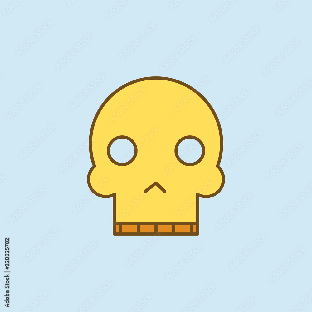 skull 2 colored line icon. Simple yellow and brown element illustration ...