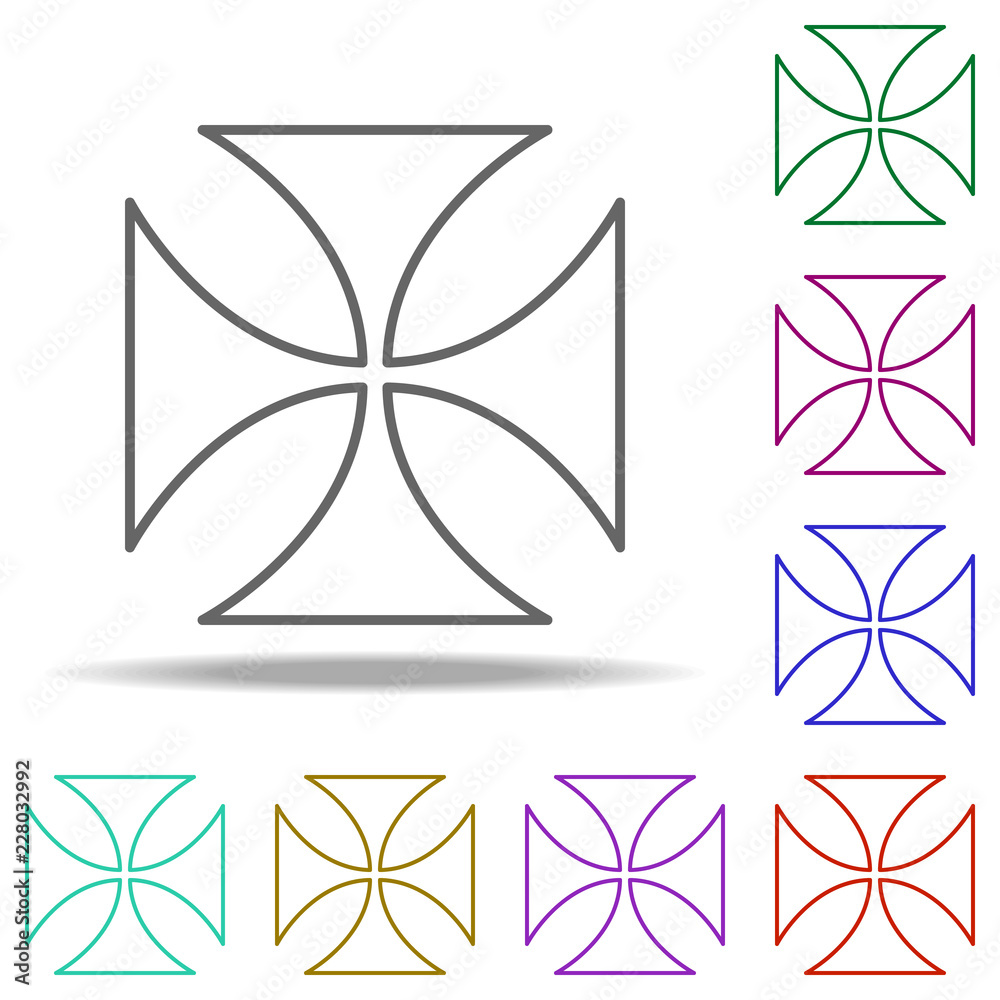 Maltese cross outline icon. Elements of religion in multi color style ...