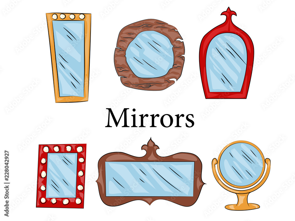 cartoon hand draw mirrors set Stock Vector | Adobe Stock