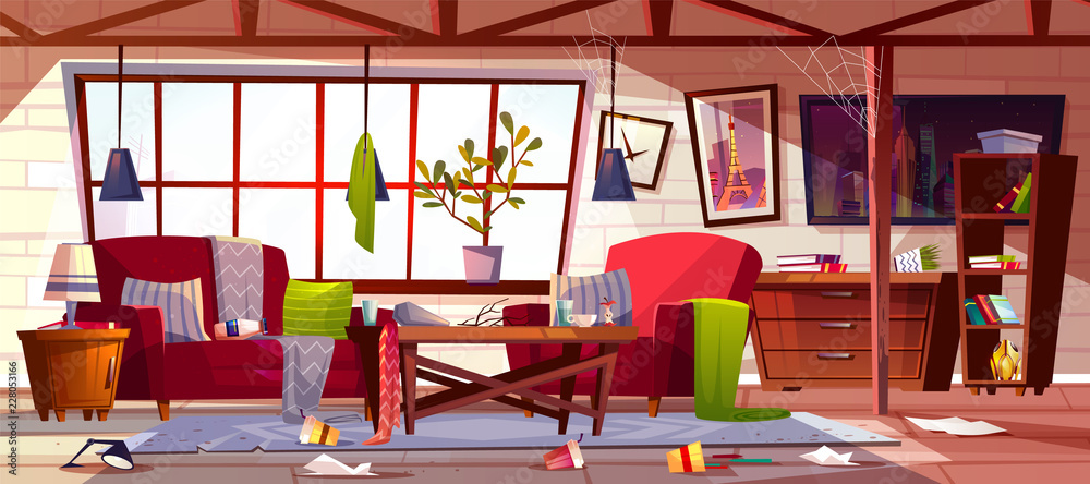 Messy Living Room Cartoon | Baci Living Room