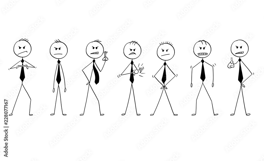 Cartoon stick drawing conceptual illustration of group or team of ...