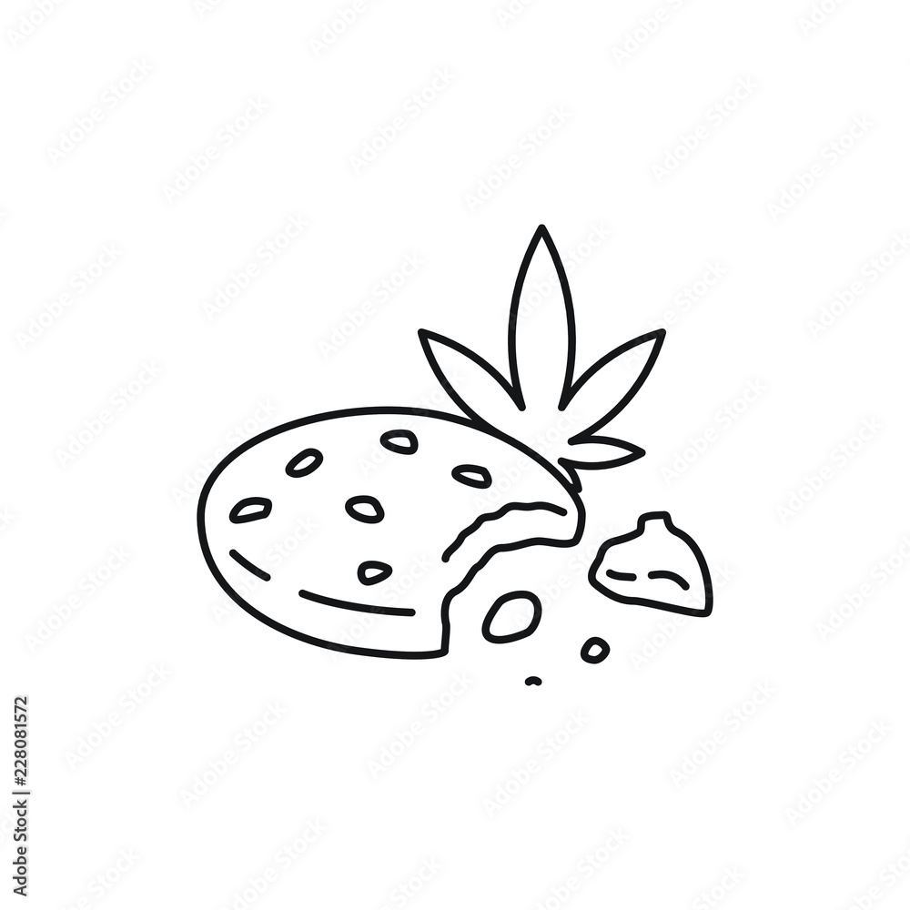 Vecteur Stock Edible Cannabis Marijuana Cookie vector black line art ...