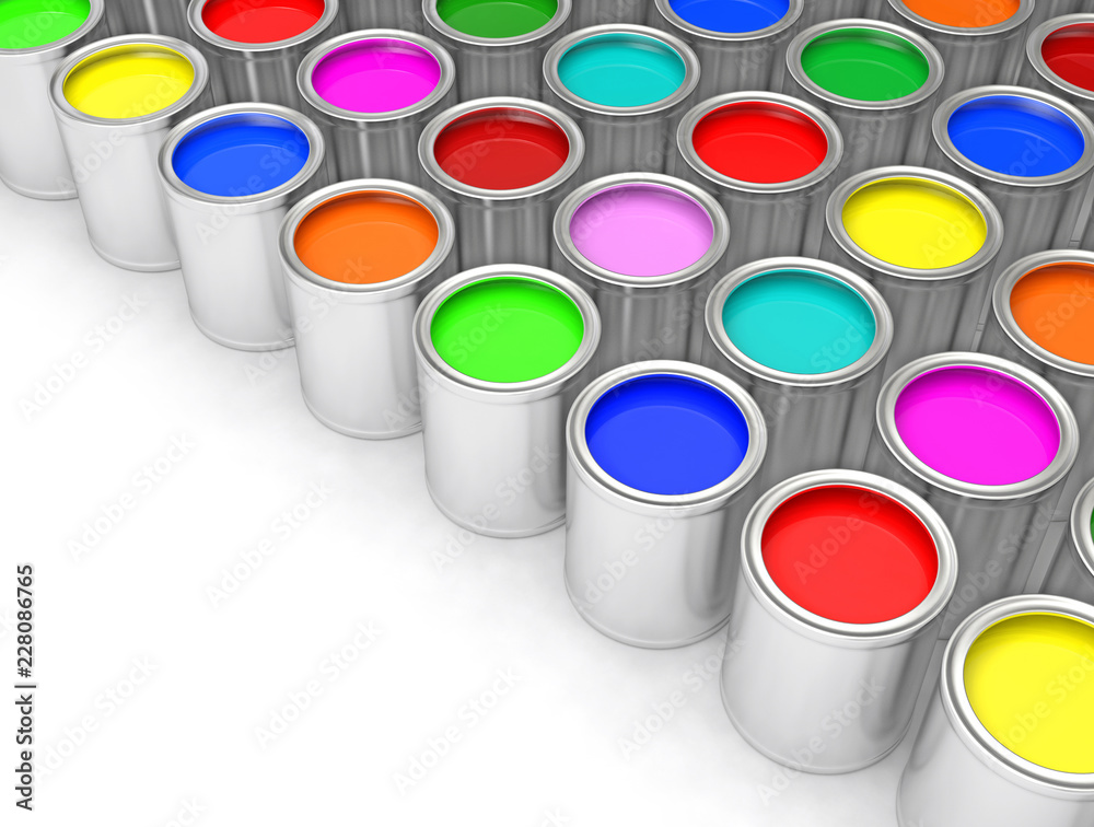 Pots de peinture couleur ilustración de Stock | Adobe Stock