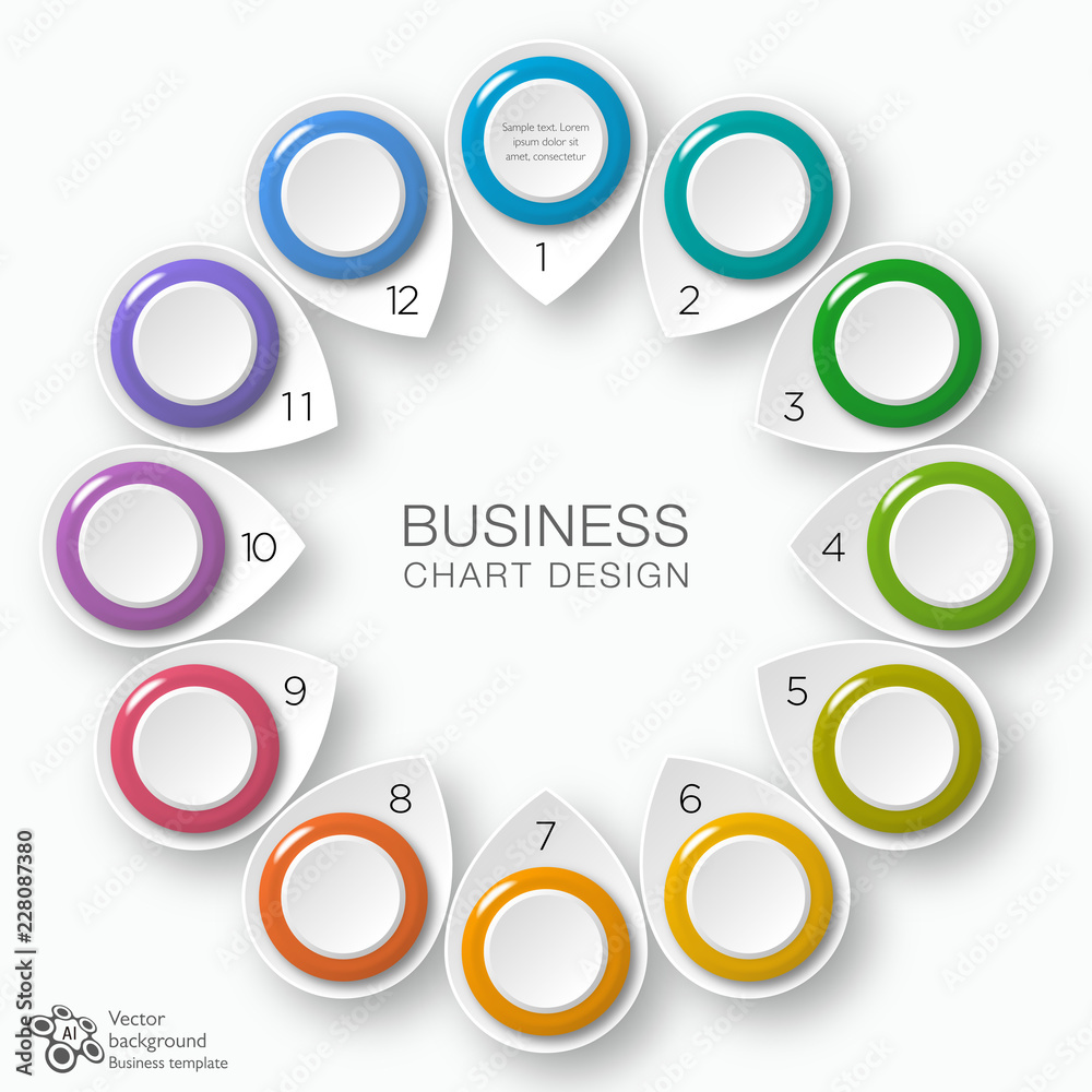 Business Chart_12 Step Process #Vector Graphics Stock Vector | Adobe Stock