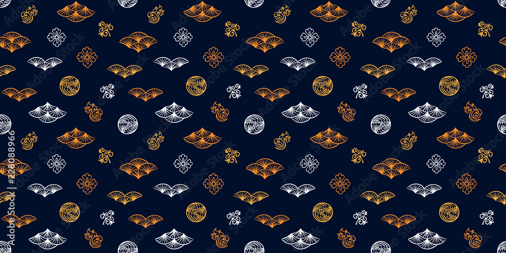 Asian pattern. Kabuki. Japanese doodles. Kabuki theatre elements ...