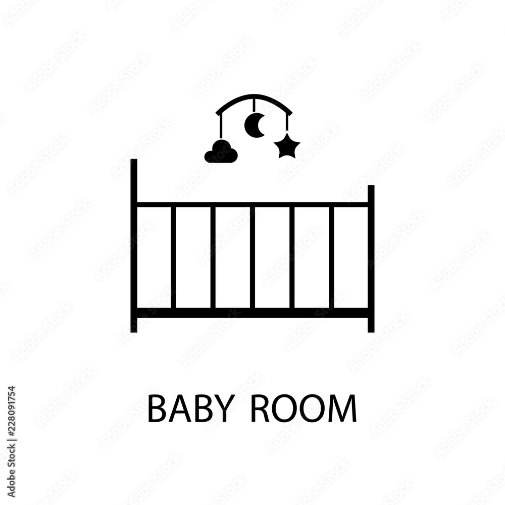 Baby room silhouette icon. Clipart image isolated on white Stock Vector ...