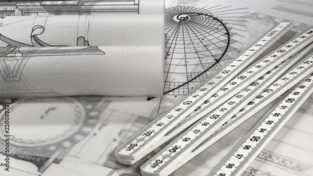 Blueprints - drawing of the golden section and drawings of antique ...