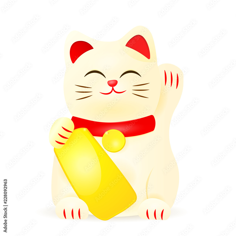 Maneki neko icon. Japan lucky cat. Clipart image isolated on white background Stock Vector ...