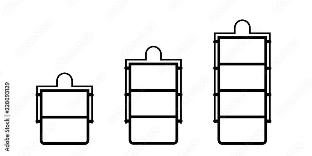 Metal indian tiffin box outline icon set. Clipart image isolated on ...