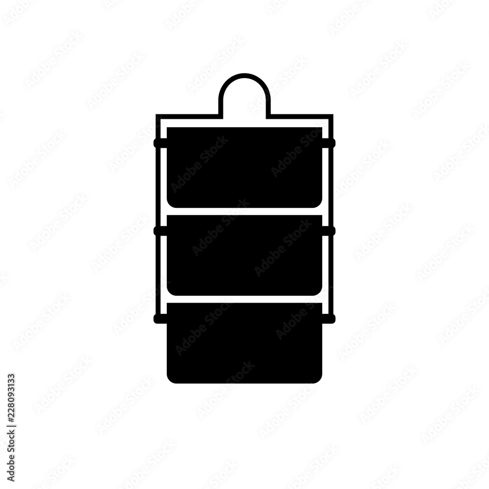 Metal indian tiffin box silhouette icon. Clipart image isolated on ...