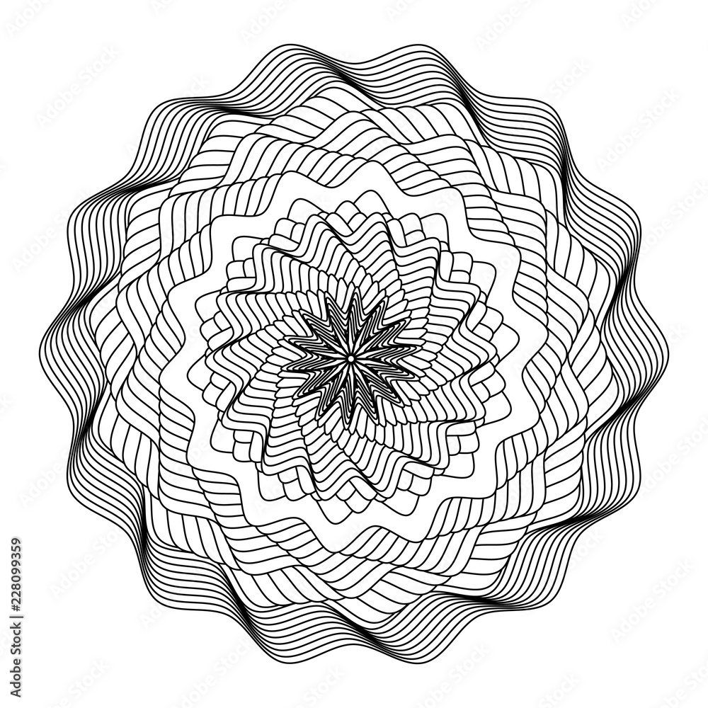 Abstract black and white circular pattern. Geometric pattern with ...