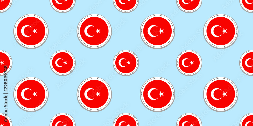 Turkey round flag seamless pattern. Turkish background. Vector circle ...