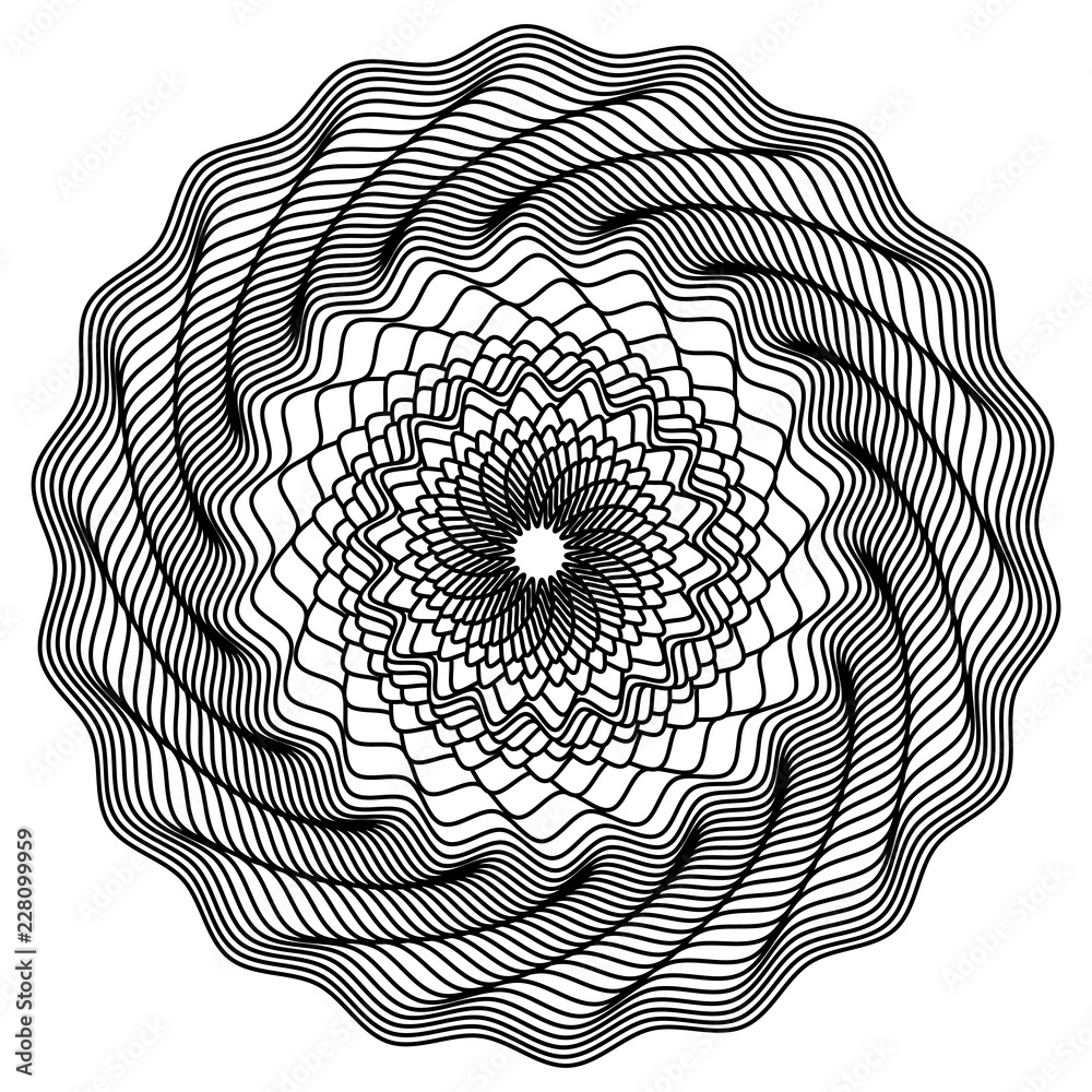 Abstract black and white circular pattern. Geometric pattern with ...