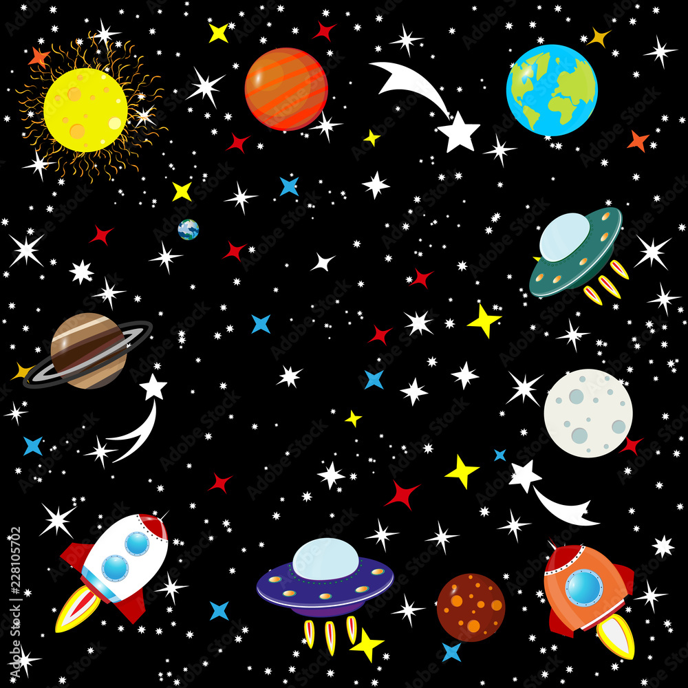 Abstract children's simple space frame. Constellation of the Galaxy on ...