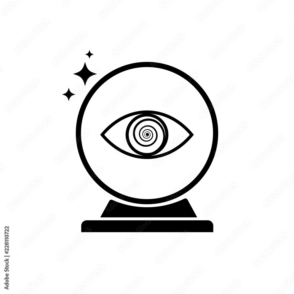 Fortune teller crystal ball outline icon. Clipart image isolated on ...