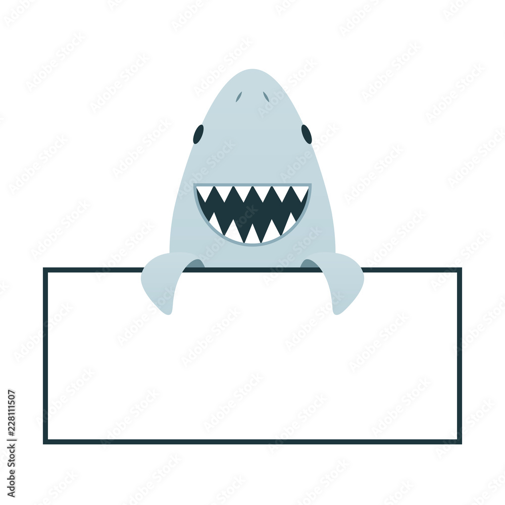 Cartoon smile shark with open mouth. Clipart image isolated on white ...