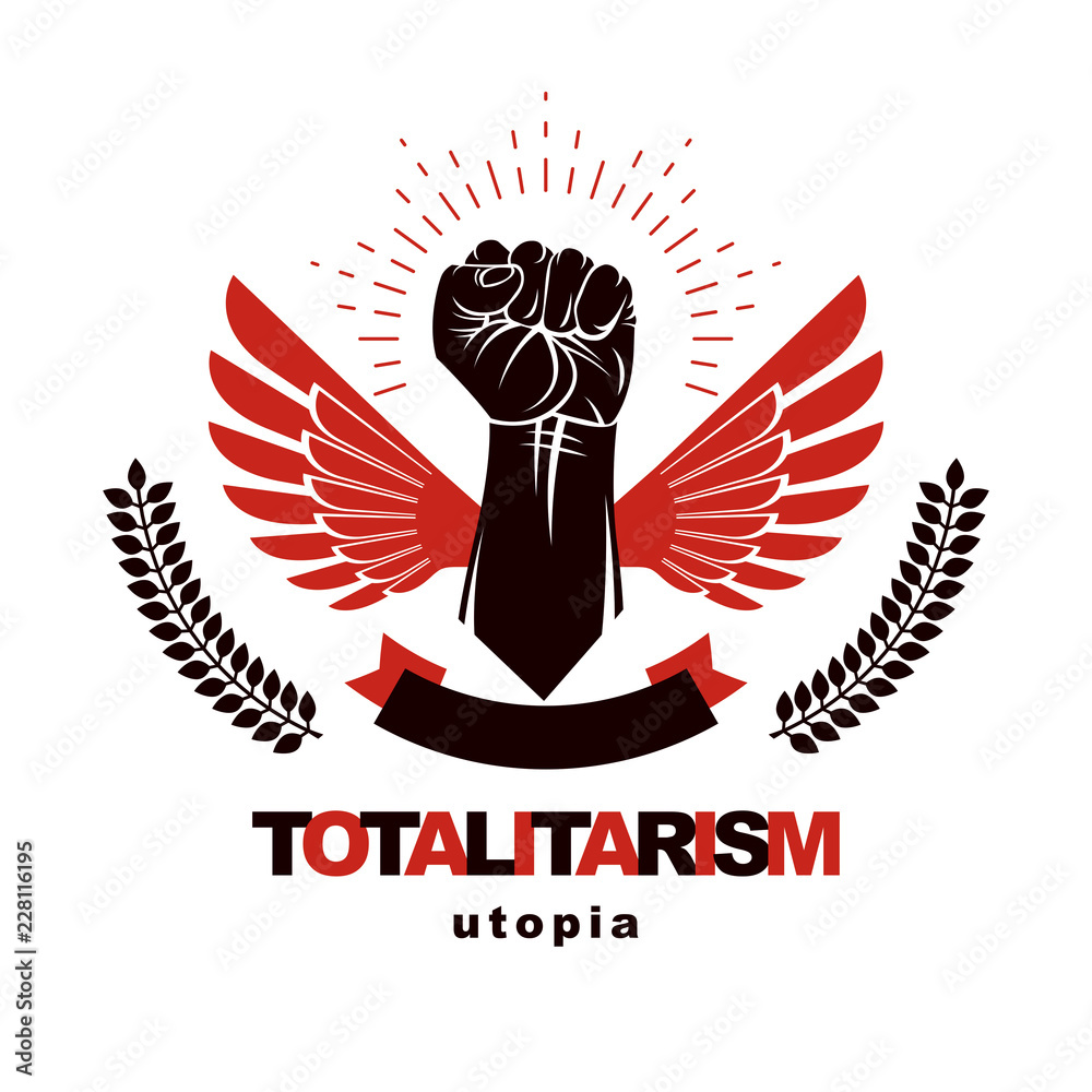 Vector poster created using clenched fist raised up and liberty wings ...