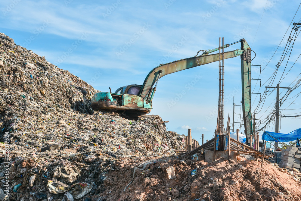 Large plastic garbage dumps from urban areas and industrial estates ...