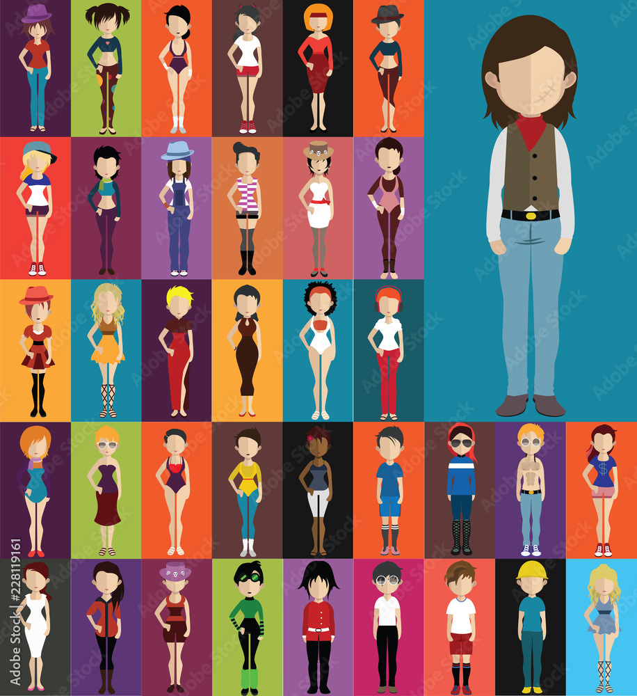 People avatar with full body and torso variations Stock Illustration ...