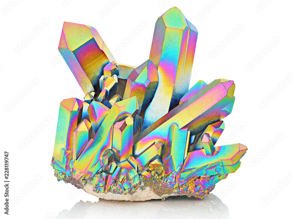 Amazing colorful flashing Quartz Rainbow Titanium Aura crystal cluster ...