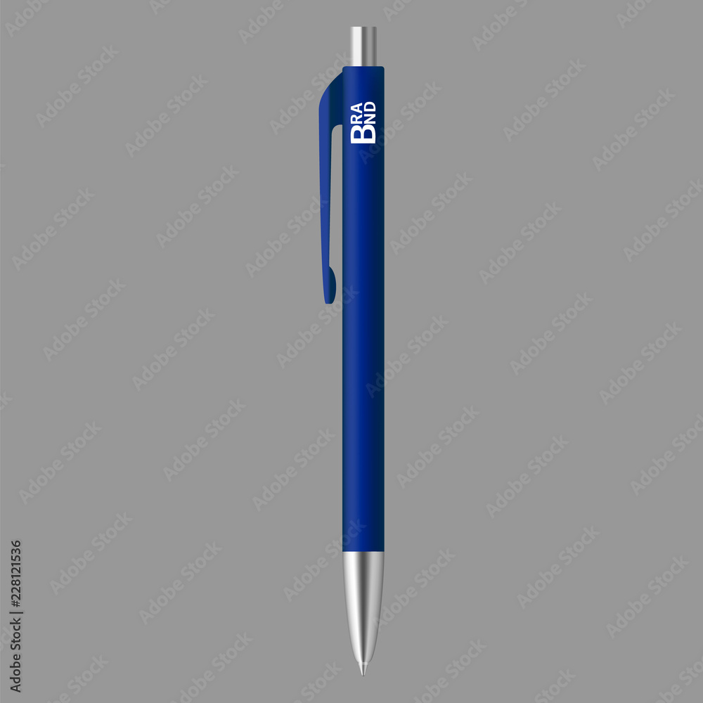 Blue pen icon. Realistic illustration of blue pen vector icon for web ...