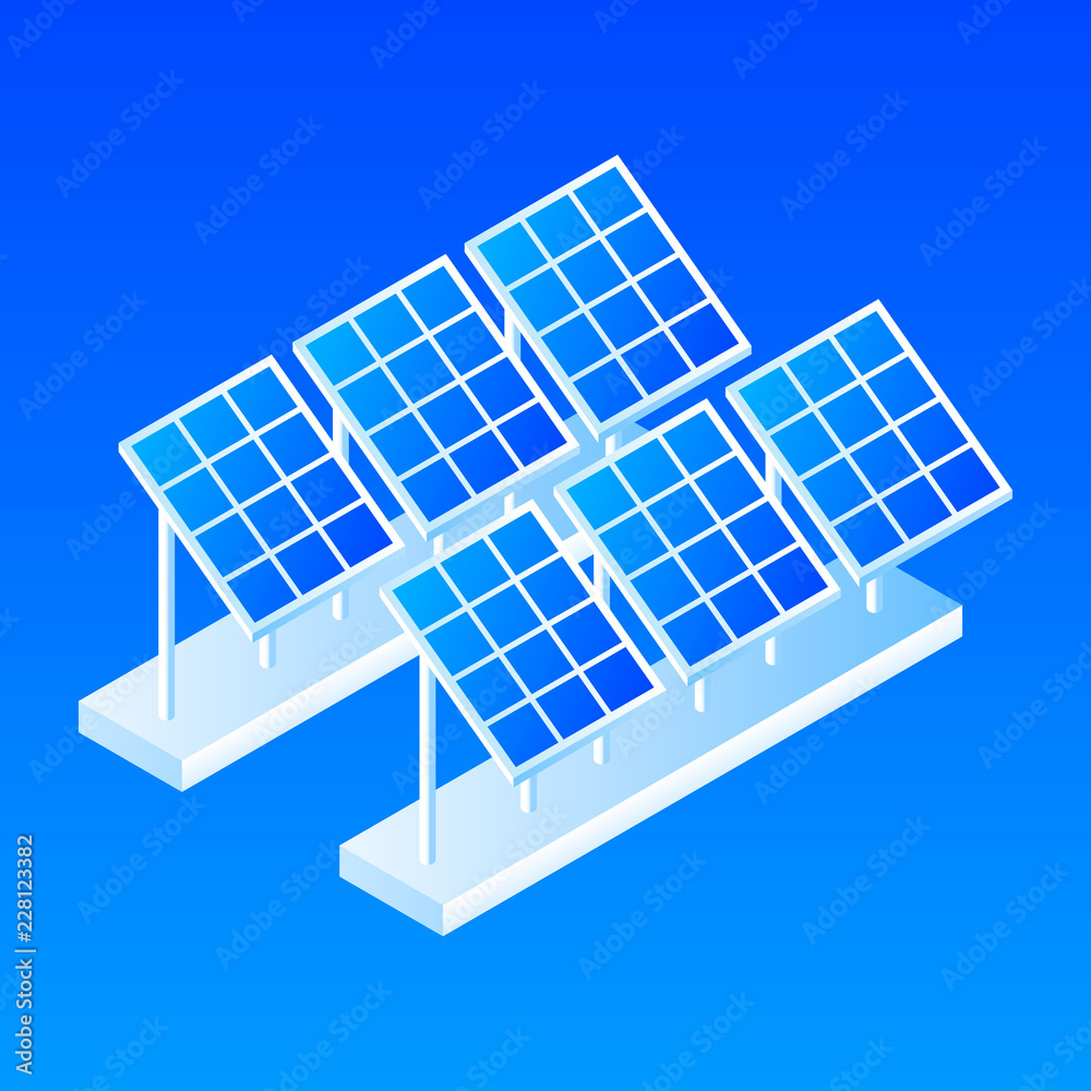 Plant of solar panel icon. Isometric of plant of solar panel vector ...