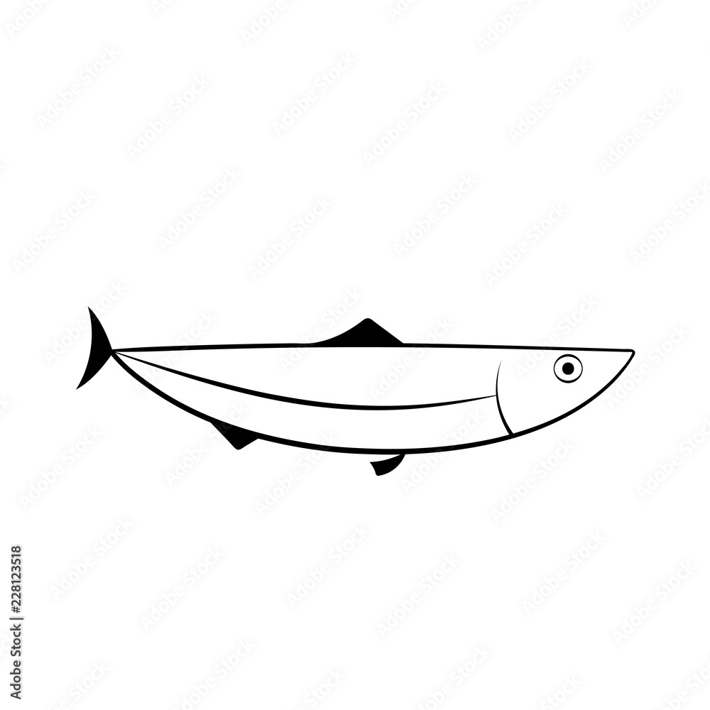 Herring fish outline icon. Seafood clipart isolated on white background ...