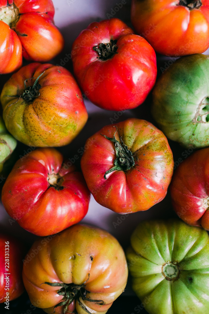 Half-ripe tomatoes from above Stock Photo | Adobe Stock