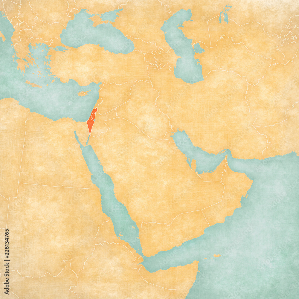 Map of Middle East - Israel with Palestine Stock Illustration | Adobe Stock