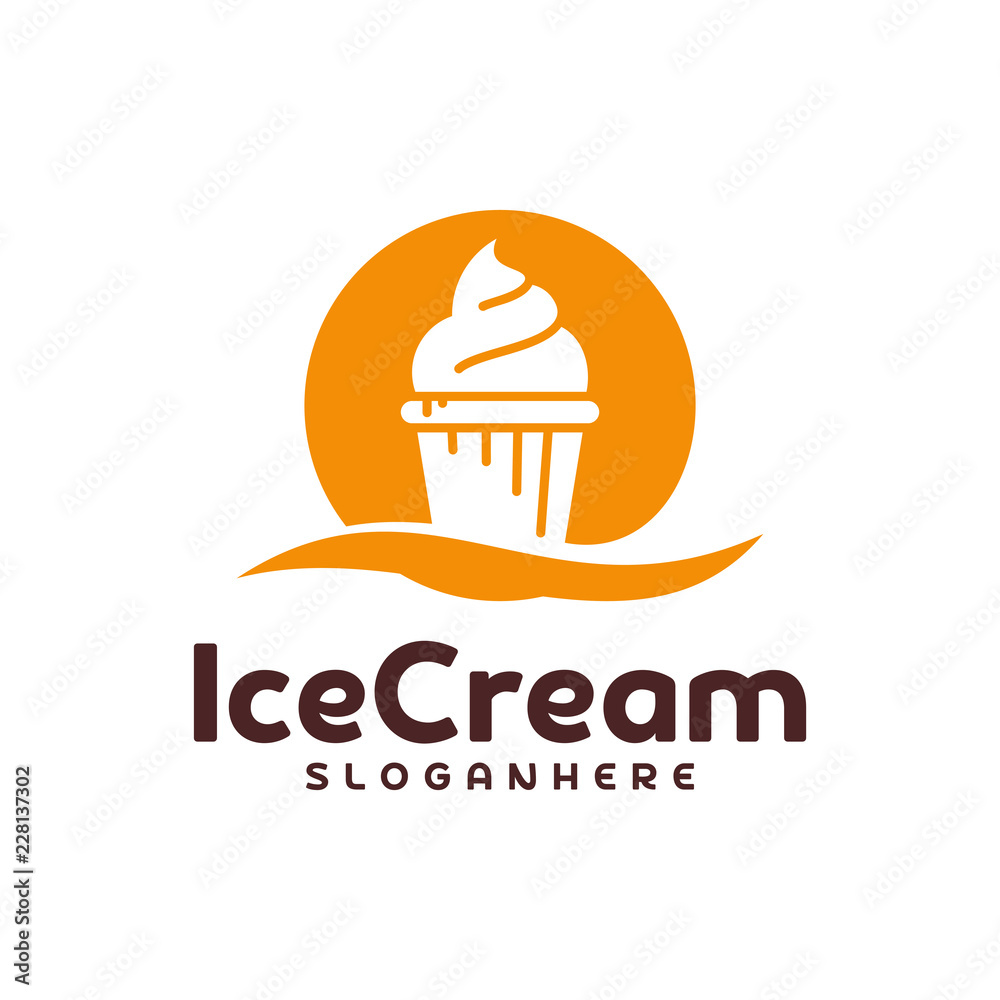 Ice Cream logo vector. Ice Cream emblem design. Food logo vector ...