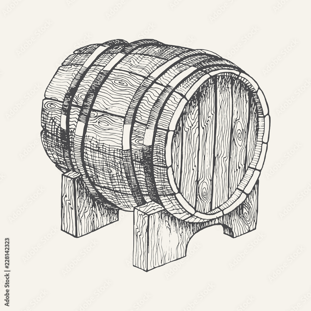 Wooden Barrel Drawing