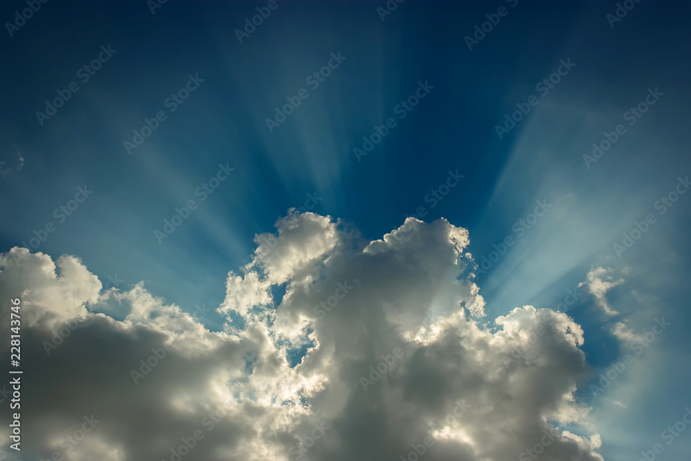 Poster blue sky with clouds and sunbeam – Wall Art | UkPosters