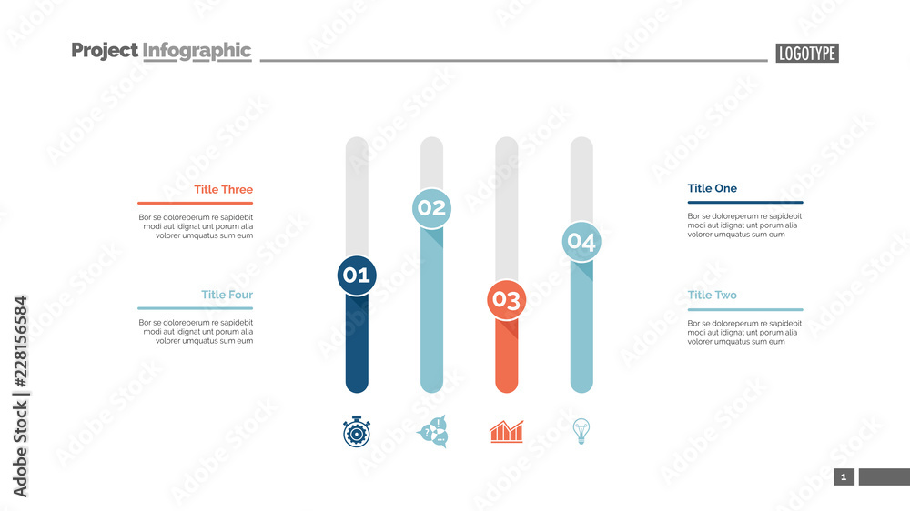 Four columns bar chart. Business data. Option, diagram, design ...
