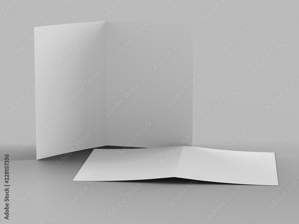 open fold brochure mock up - 3d illustartion Stock Illustration | Adobe ...