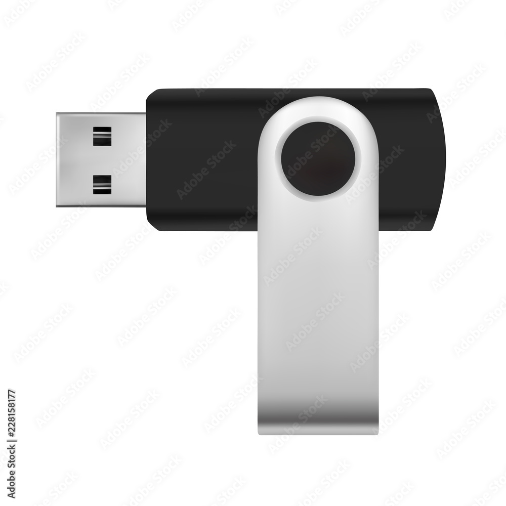 A USB flash drive in a vector on a white background.Memory card in ...