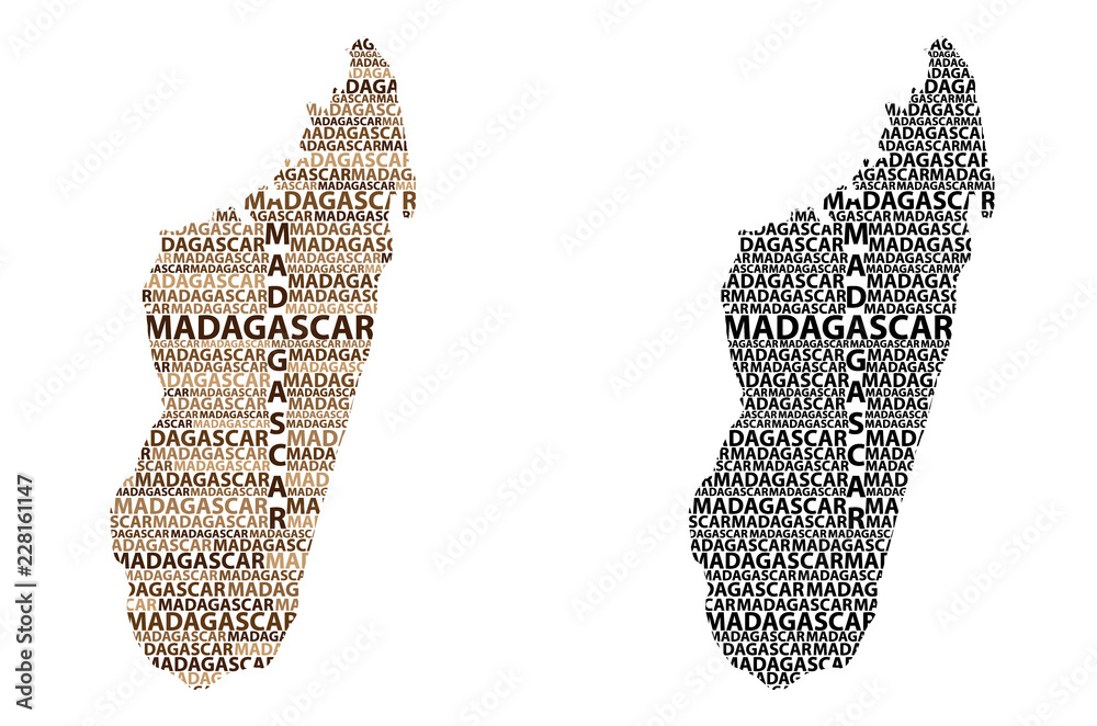 Sketch Madagascar letter text map, Republic of Madagascar - in the ...
