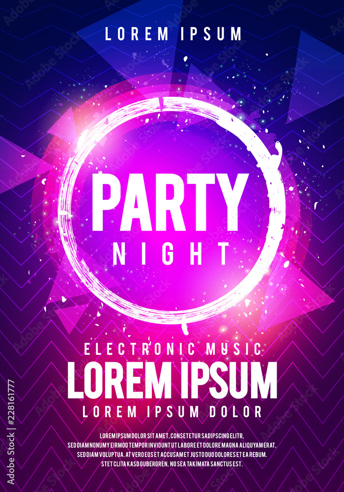 Vector IIlustration Dance Club Night Summer Party Poster Flyer Layout ...